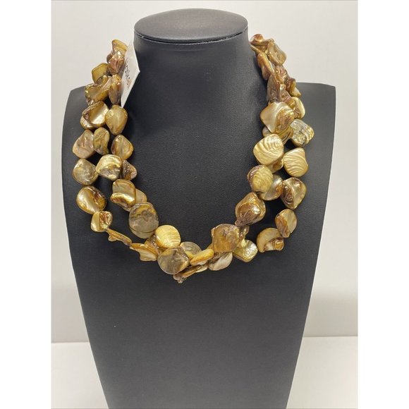 Jewelry | Nwt Haskell Multi Strand Shell Necklace Modern Brown Tan W ...